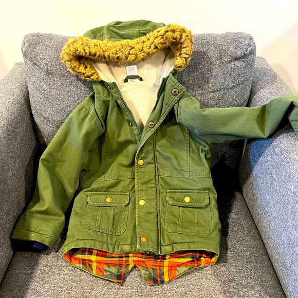 okie dokie | Jackets & Coats | Army Green Parka With Faux Fur Hood Son ...